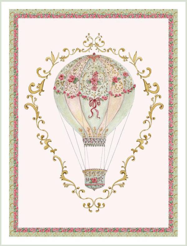 Amiably True Regency Christmas Hot Air Balloon PANEL - Willow Cottage ...