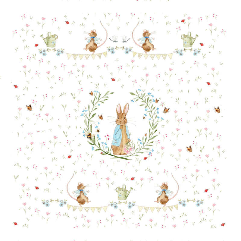 Amiably True: Peter Rabbit Panel, Peter in Wreath - Willow Cottage Quilt Co